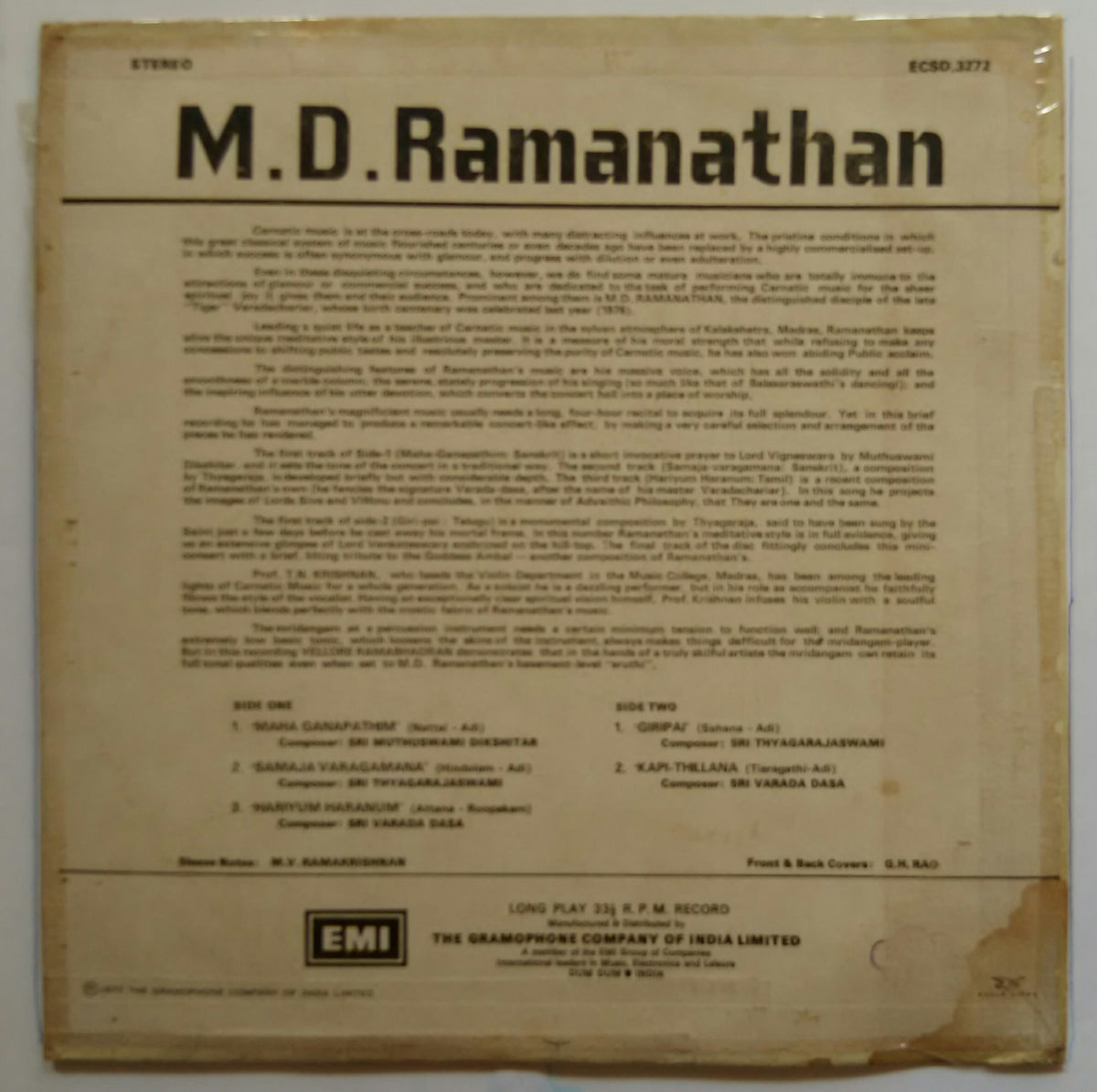 M. D. Ramanathan - Carnatic vocal – AVDigital