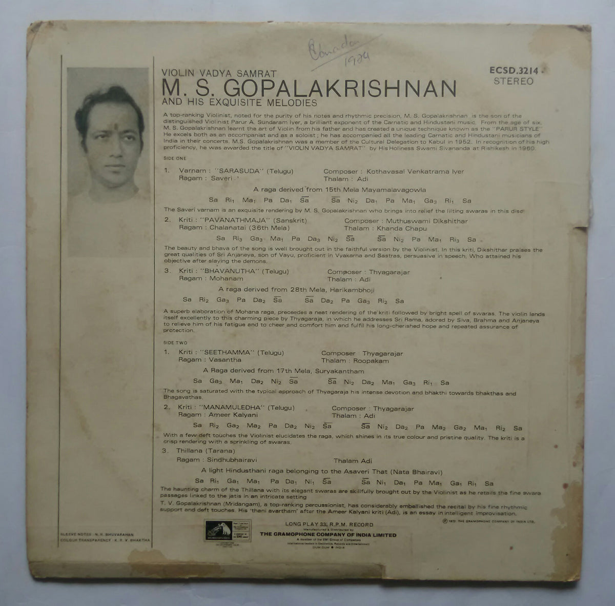 M. S. Gopalakrishnan " Violin " – AVDigital