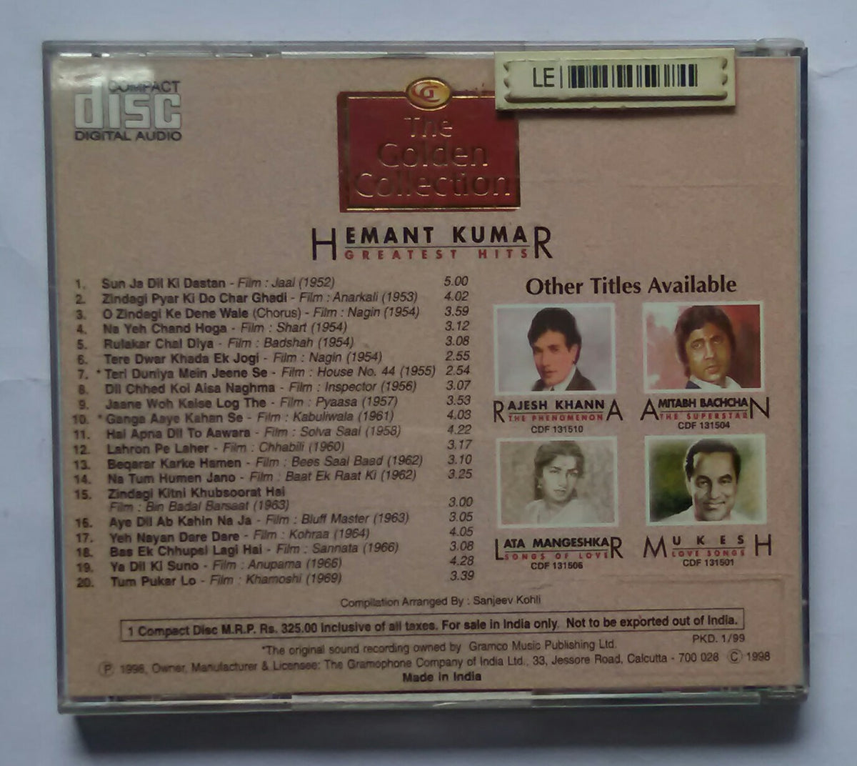 The Golden Collection - Hemant Kumar " Greatest Hits " – AVDigital
